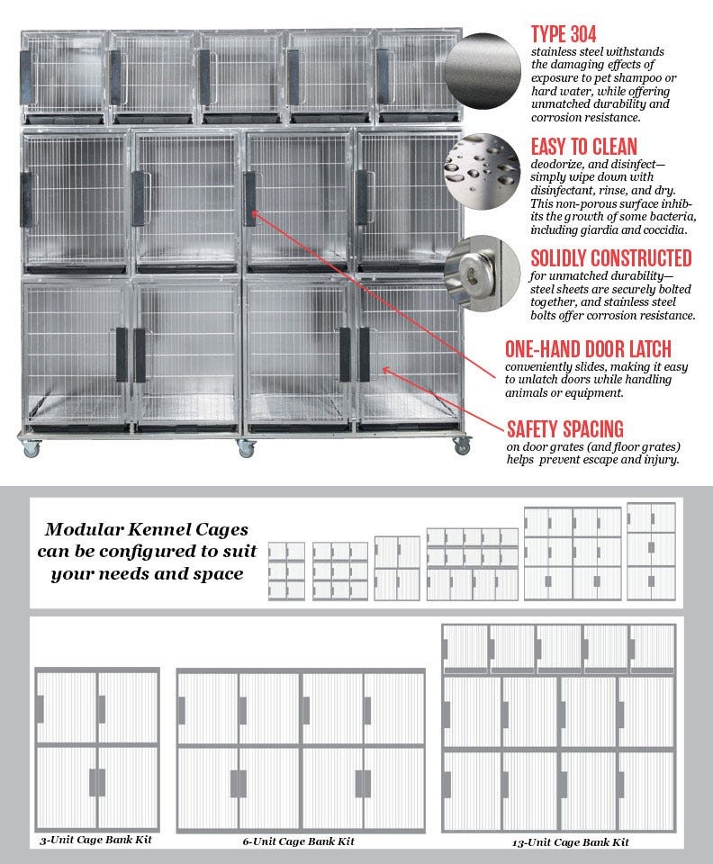 ProSelect Stainless Steel Modular Dog Kennel Cage ProSelect Stainless Steel Modular Dog Kennel Cage